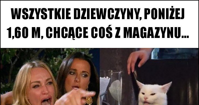 Wszystkie dziewczyny, poniżej 1,60 m, chcące coś z magazynu... memy ...