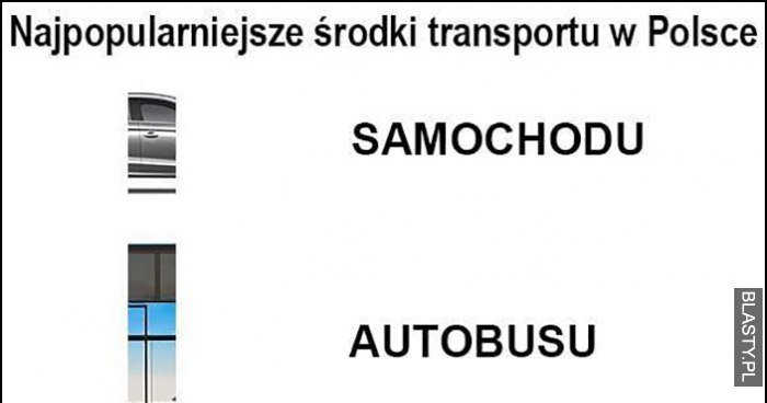 Najpopularniejsze środki transportu w Polsce dosłownie: samochodu ...