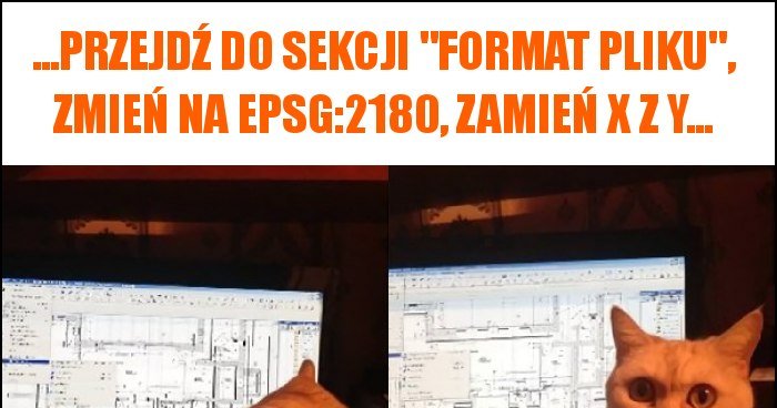 ...przejdź do sekcji Format pliku, zmień na EPSG:2180, zamień X z Y ...