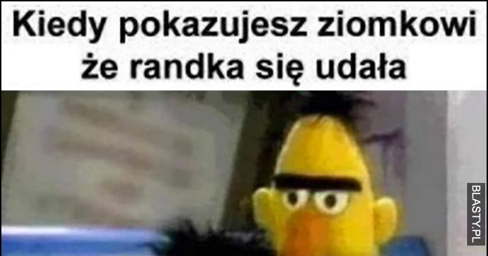 Kiedy pokazujesz ziomkowi, że randka się udała Bert Ernie wącha palce ...