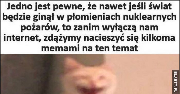 Jedno jest pewne, że nawet jeśli świat będzie ginął w płomieniach nuklearnych pożarów, to zanim ...