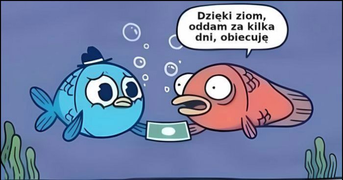 Pożycza kasę od ryby, dzięki ziom oddam za kilka dni, obiecuję ...